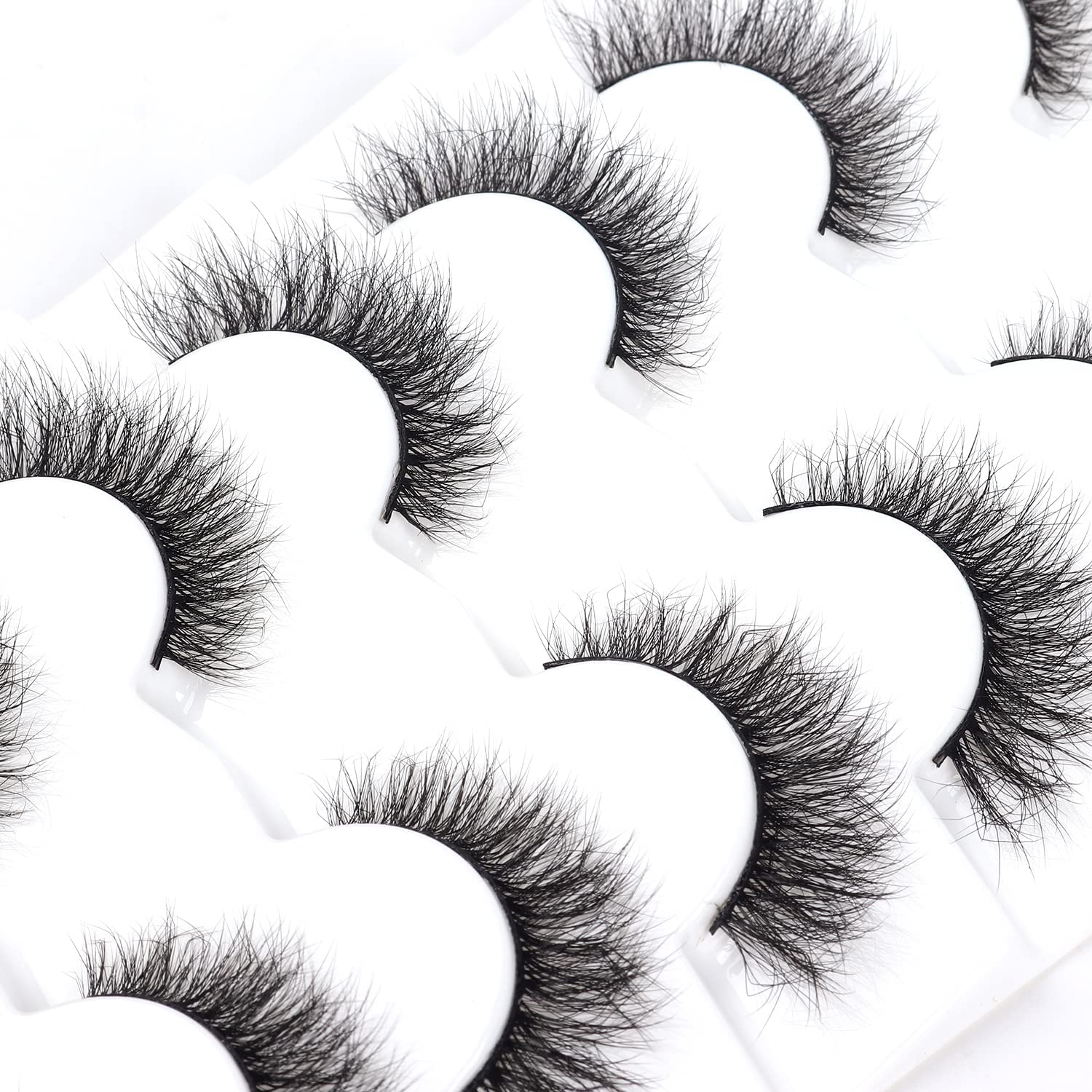 Wleec Beauty 14mm Cat Eye Eyelashes 7 Pairs 3D Wispy Fluffy False Lashes Natural Fake Eyelashes FM48