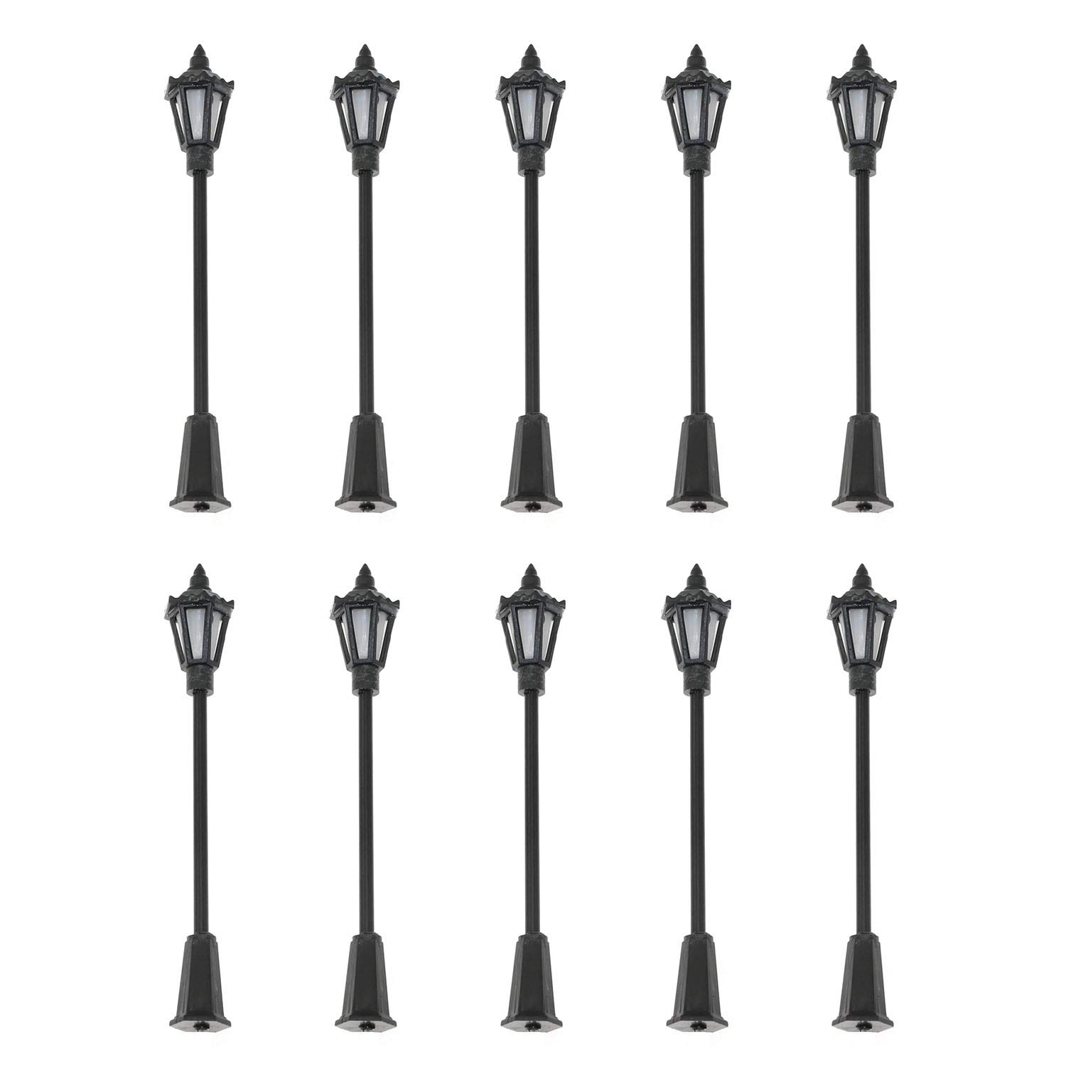 Maxmoral 10pcs 70mm Model Railway Antique Lamp Garden Street Light HO OO TT Scale 1:100 New