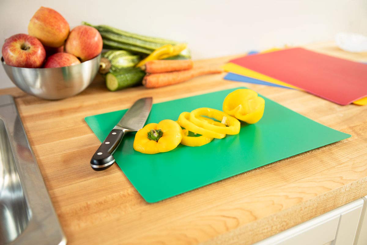 Professional Kitchen Cutting Board Mats - Flexible 4 Color Set, 15 x 12 Inch NSF