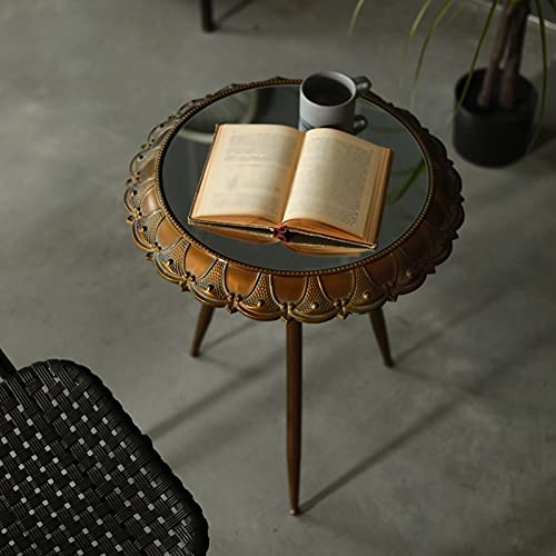 KXDTZ Side Table Living Room Leisure Small Table Small Tea Table Round Iron Metal Lace Table (Size : 40x40x62cm)