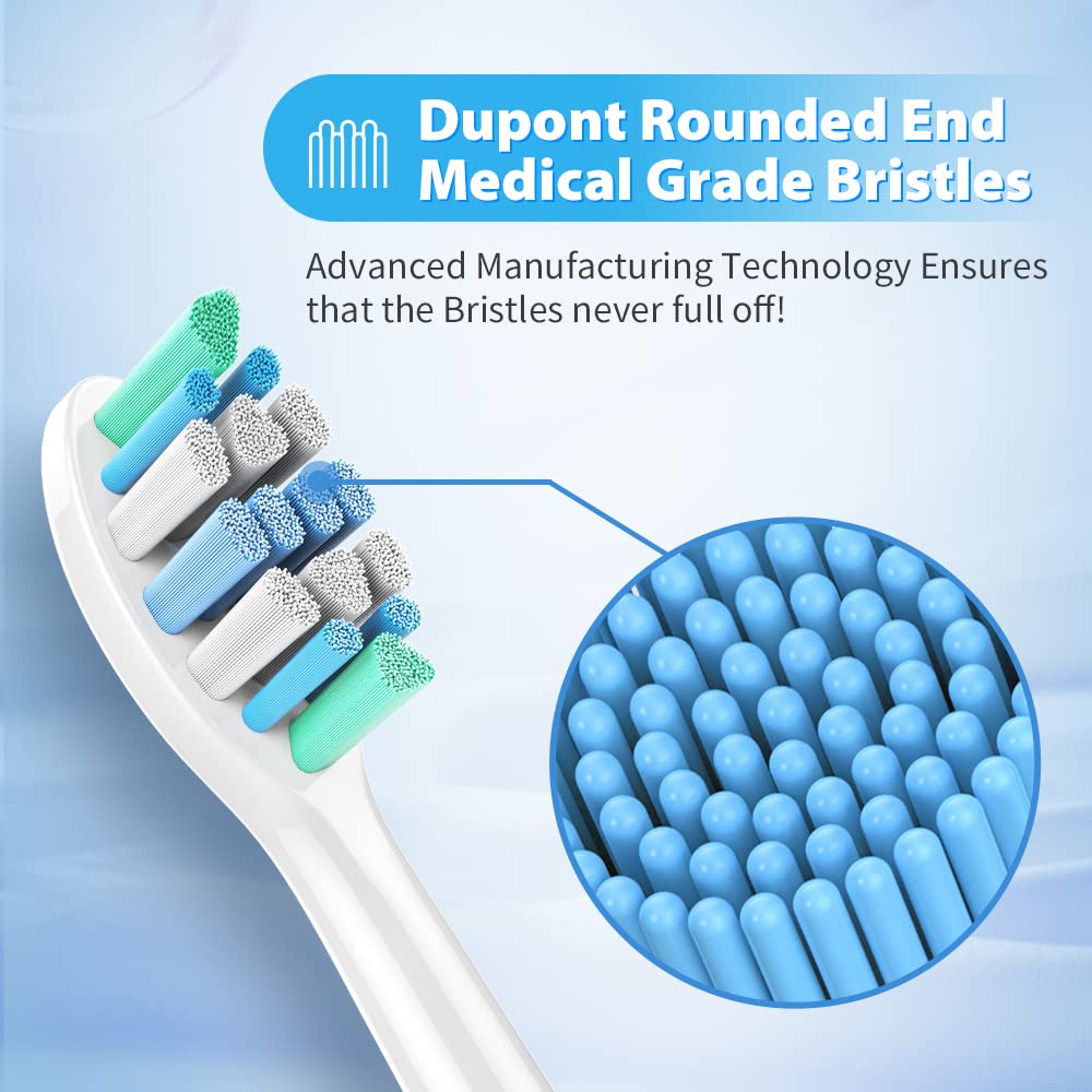 Replacment Toothbrush Heads Compatible with Philips Sonicare ProtectiveClean,DailyClean,HealthyWhite Electric Toothbrush, Replacment Brush Heads Refills, 8 Pack (White-8 Pack)