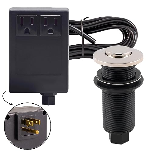 Westbrass RASB-2B3-05 Sink Top Waste Disposal Air Switch and Dual Outlet Control Box, Flush Button, Polished Nickel