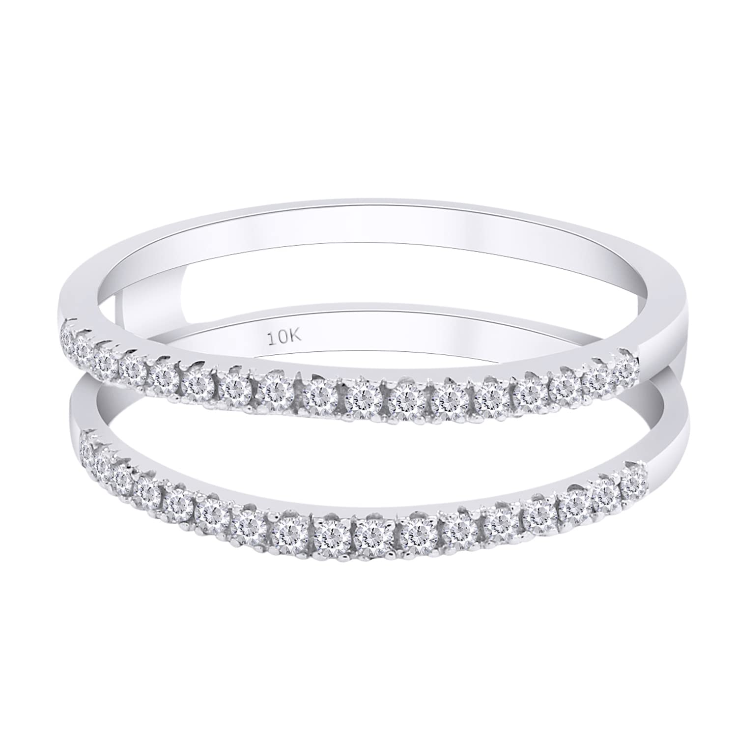 Jewel Zone US 1/4 Cttw Diamond White Natural Diamond Enhancer Engagement Ring Wrap in 10k Solid White Gold (0.25 Ct)