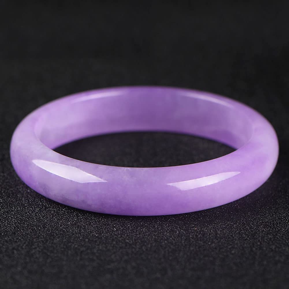 Natural Violets Jade Bangle Bracelet for Women Elegant Classical Genuine Purple Jadeite Bangles Jewelry with Gift Box (Size : 56mm)