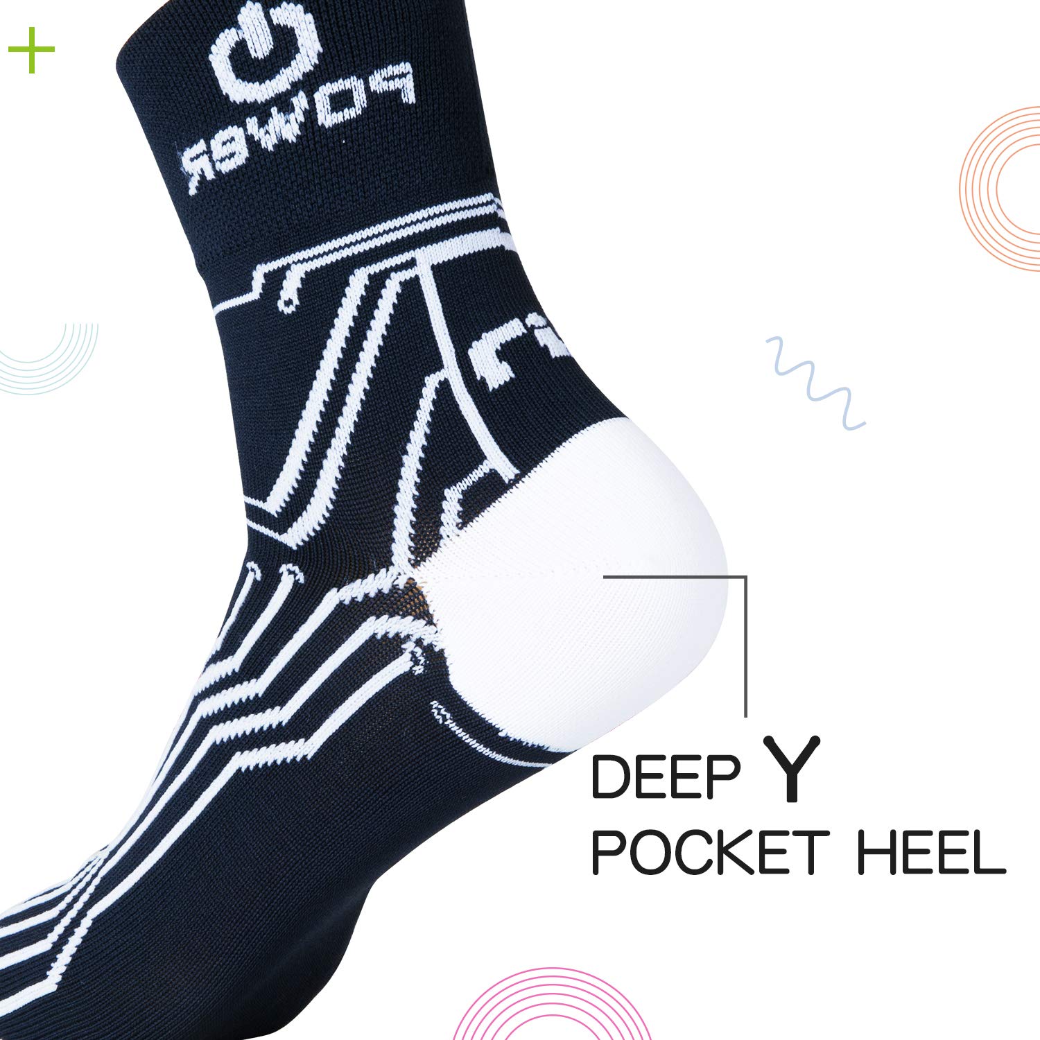 LIN Men's Cycling Socks -Moisture Wicking Athletic Crew Socks for Mountain Road Bike 1 Pack