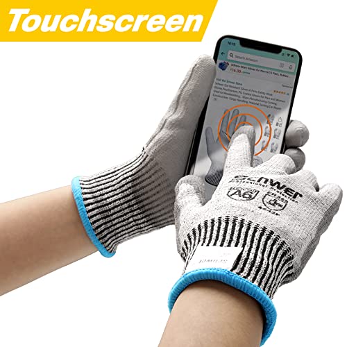 Schwer 6 Pairs Cut Resistant Gloves ANSI A6 Cut Proof Work Gloves, Touchscreen, for Men and Women Used to Woodworking, Glass Cutting, Construction, Cargo Handling, Material Sorting, Car Repair(M)