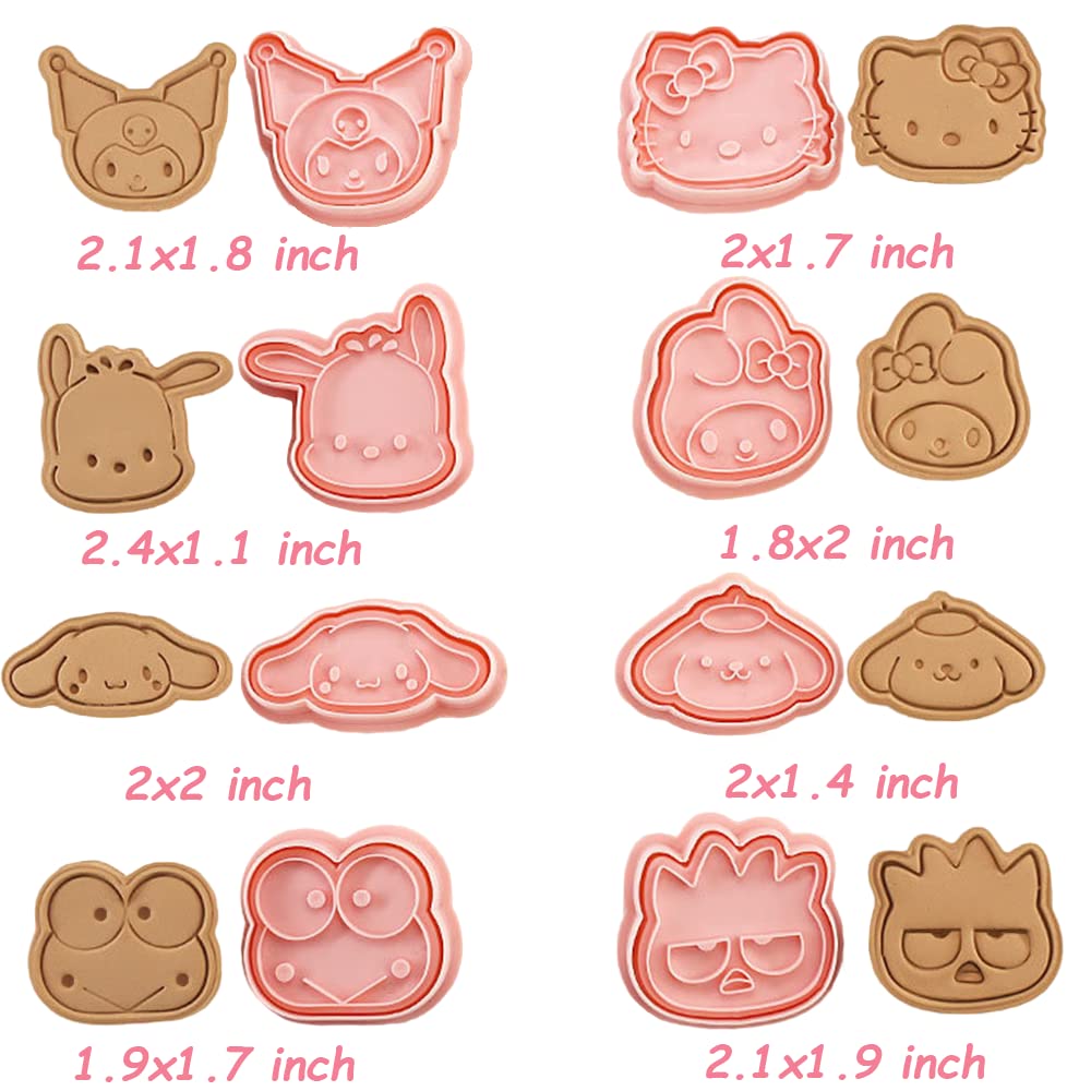 ROFOLO 8 Piece Mini Cartoon Cookie Cutters for Baking, 3d Raised Design Gingerbread Cookie Stamps, Suitable for Frosting Decoration, Mini Pie Molds, Apple Pie Pastry Biscuit Cutter
