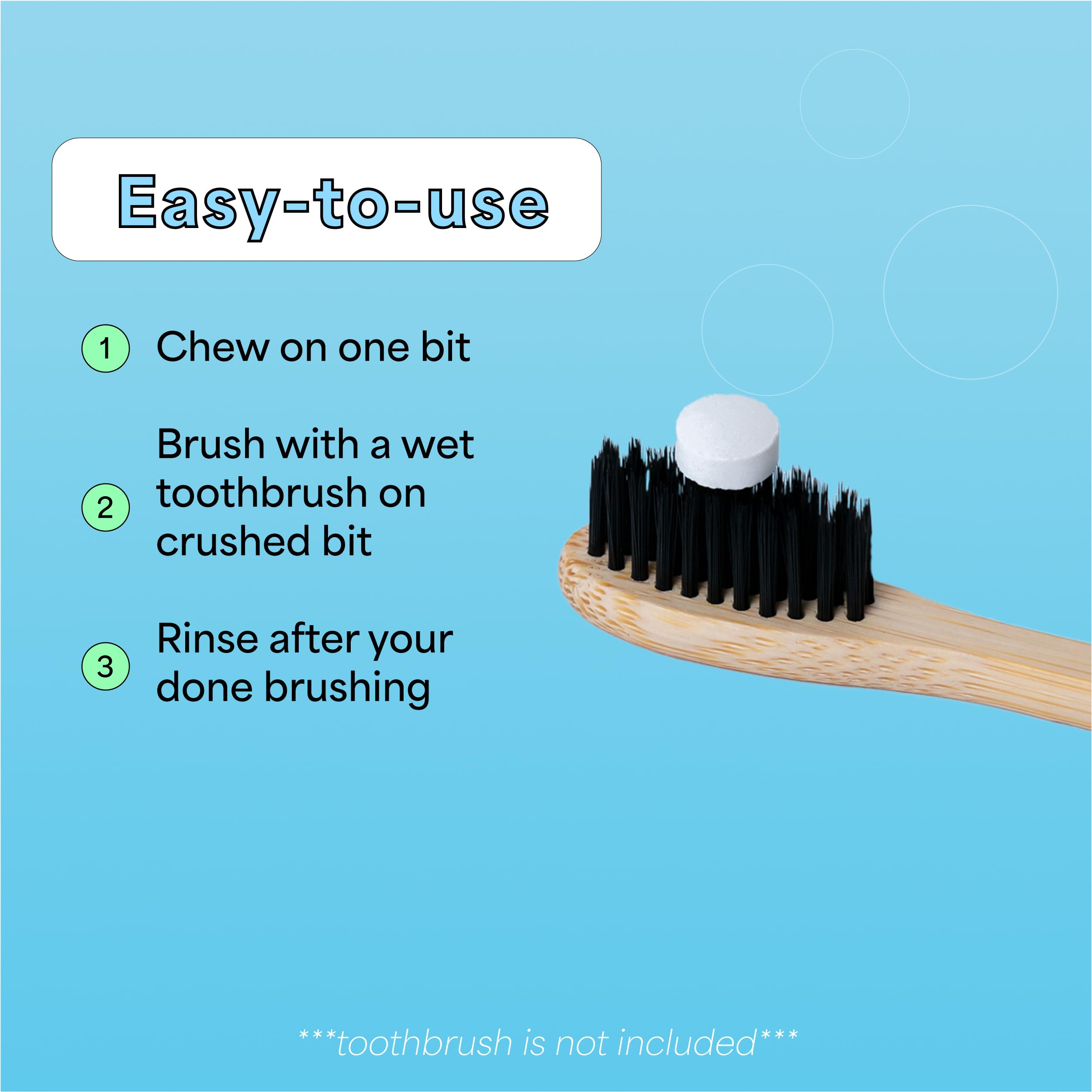 Sol Teeth Whitening Eco Friendly Toothpaste Tablets, Zero Waste Toothpaste Bits, Travel Friendly Reusable Glass Jar, Plastic Free, Vegan, Fluoride Free, Clean Fresh Breath, Mint Flavor Tabs, 60 Tablet
