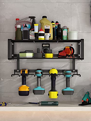 wlpxavz EF Power Tool Organizer Electric Drill Storage Rack Wall Mount Garage Tool Organizers Heavy Duty Tool Holder Rack 130lb Weight Limit Suitable for Garage Home Workshop Taboxexcel(black)