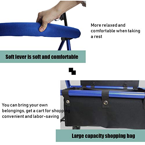 Rollators 4 Wheel with Seat Folding Lightweight, Folding Rollator with Seat and Basket, Rollator Walker for Elderly Adjustable, Disability Aids Walkers, Mobility Walkers 4 Wheels,Load weight 220lbs,Bl