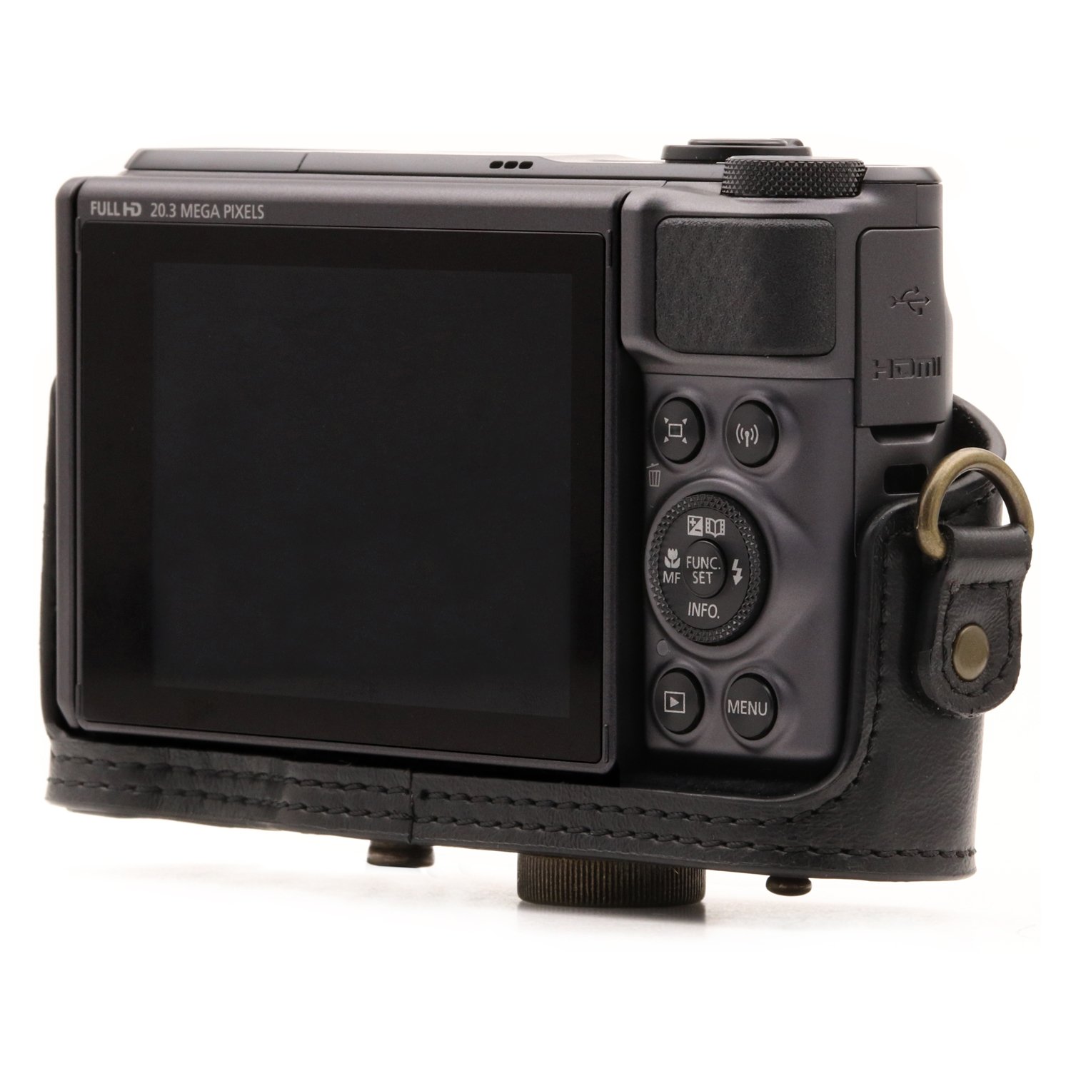 MegaGear MG1173 Canon PowerShot SX740 HS, SX730 HS Ever Ready Leather Camera Case with Strap - Black