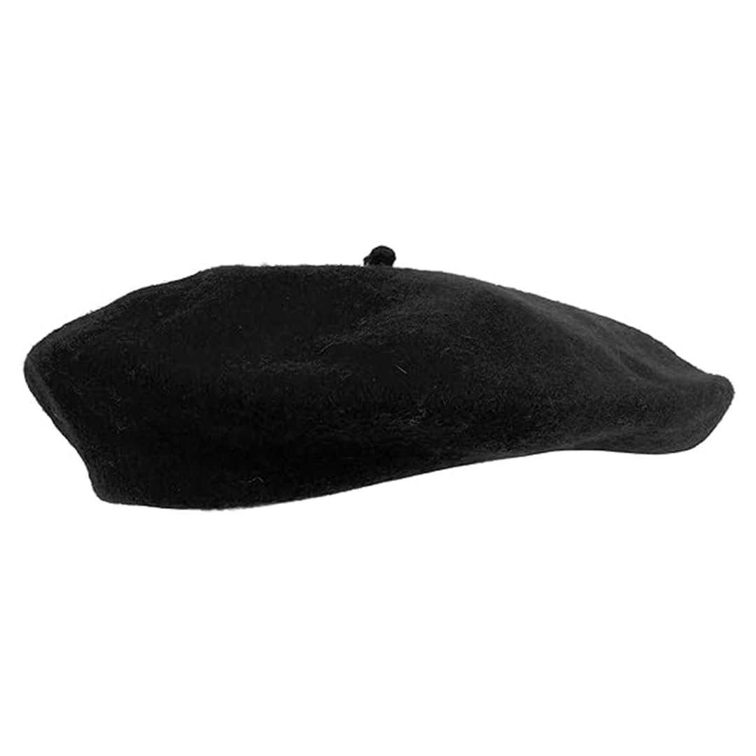 Kangaroo Black Hat- Women's Wool Beret, Parisian Hat, Lightweight Stylish Beret, Classic French Fashion Accessory
