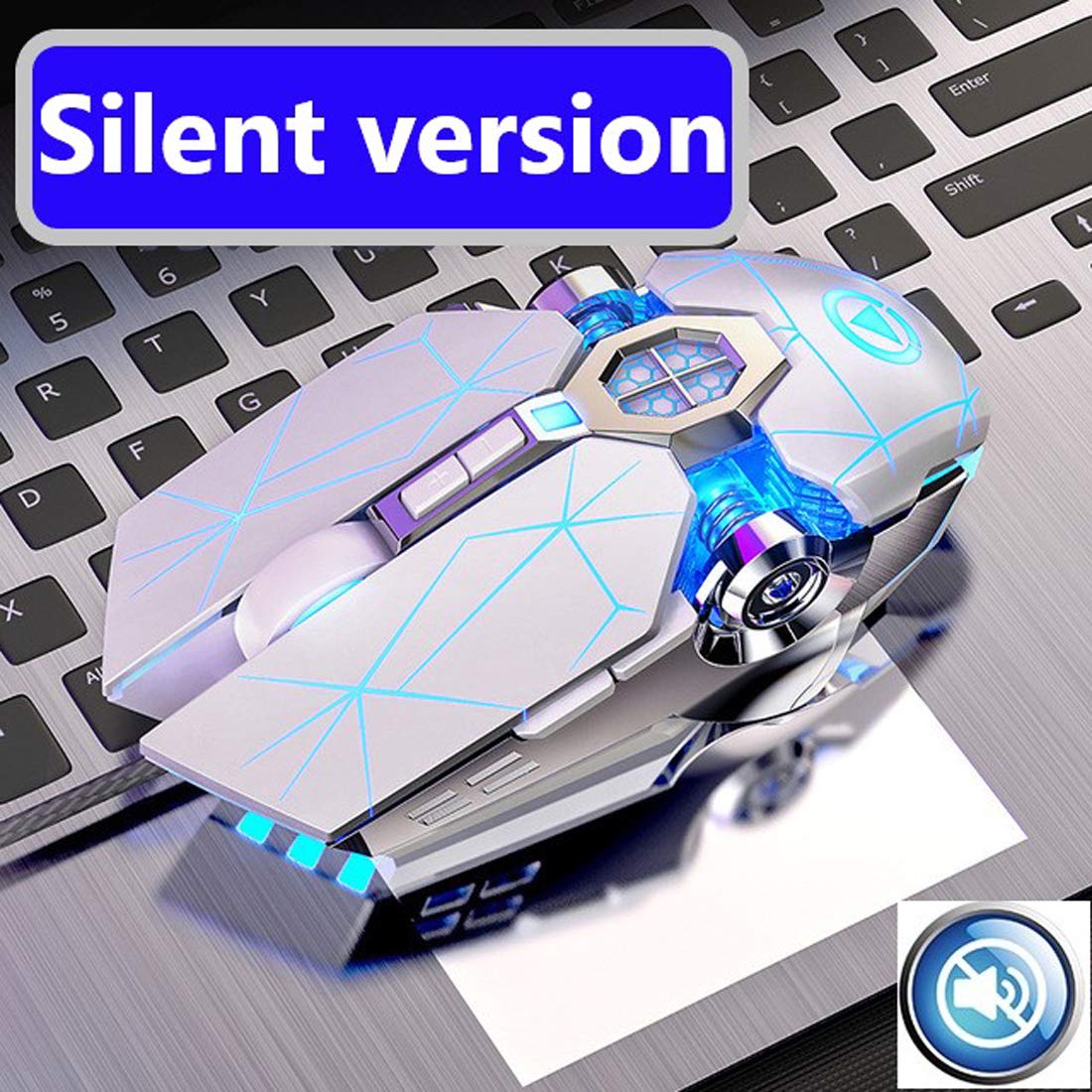 LingAo Gaming Mechanical Mouse, Wired, Silent Click, Ergonomic Shape,3200DPI, 7 Buttons, Backlit, Computer Mice Support Macro Definition for PC,Laptop, MacBook - White