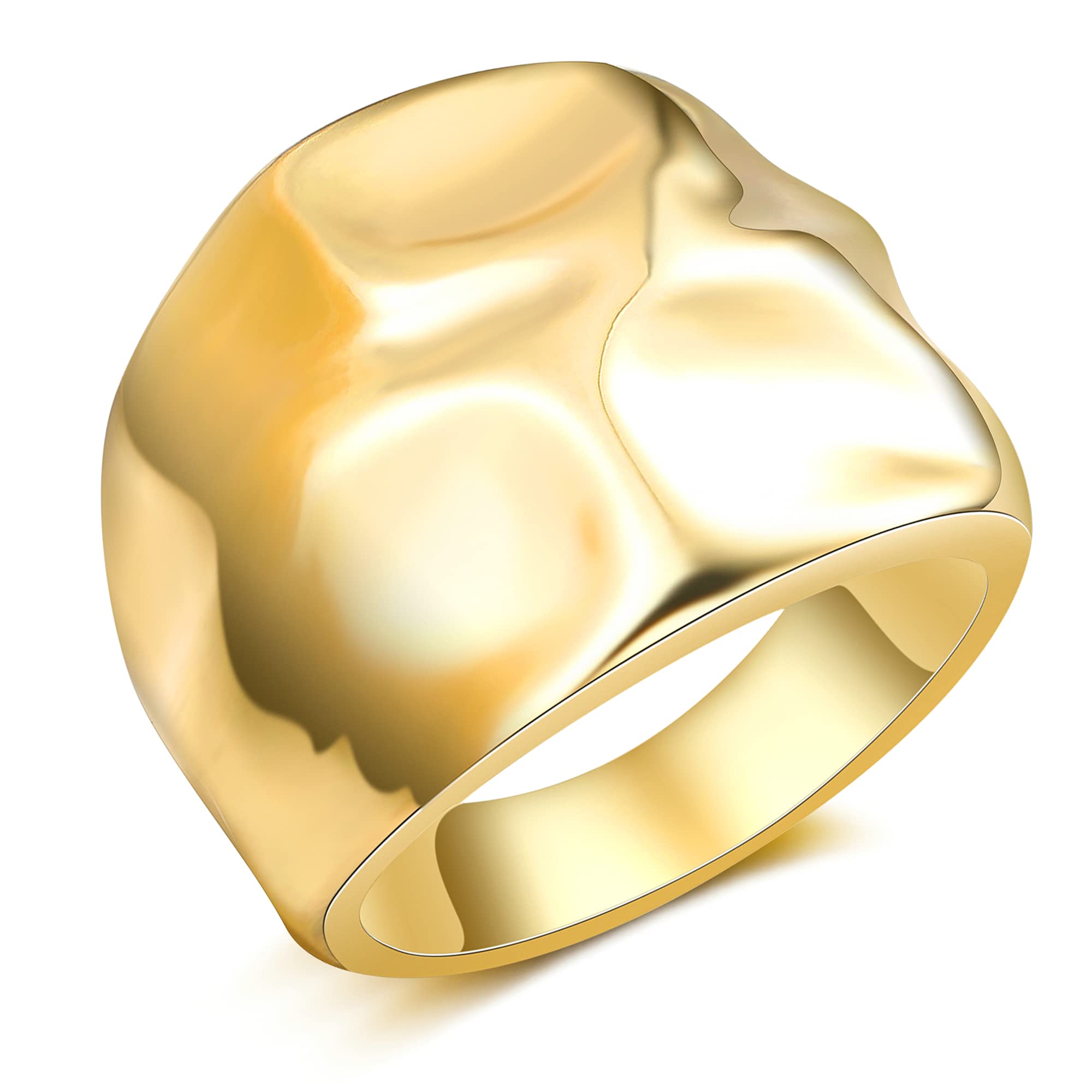Mytys Gold Rings for Women 18K Gold Plated Band Rings Chunky Statement Ring Gift (Gold 2, 8)