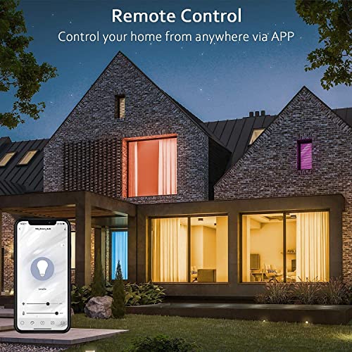 Peteme Alexa Smart Light Bulbs, RGB Color Changing WiFi Smart Bulbs That Work with Alexa, Siri, Echo, Google Home (No Hub Required), E26 A19 7W (2 Pack)