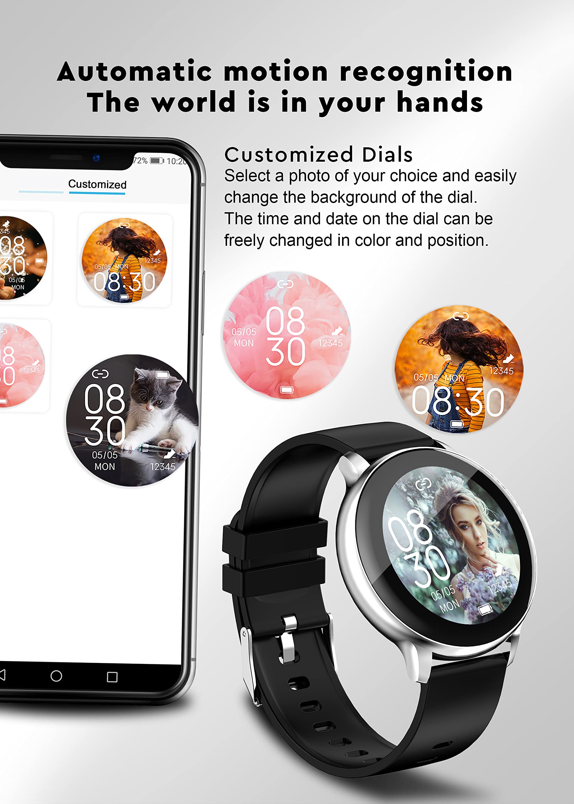 Smart Watches for Women Fitness Watch Bluetooth Call Dial Waterproof Activity Tracker for Sports Calories,Steps,Distance Android iOS Compatible