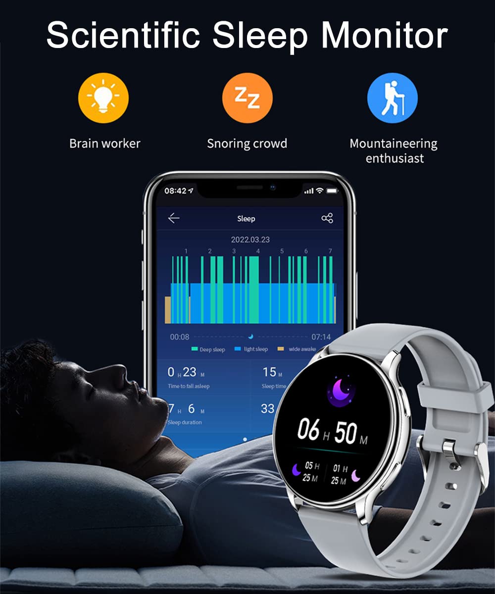 Smart Watches for Men Fitness Watch Bluetooth Call Dial Waterproof Activity Tracker Sports Calories Steps Distance Android iOS Compatible