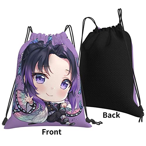 PEVNMXA Anime Purple Drawstring Backpack Bag for Women Beach String Cinch Sack fit Shopping Sports Yoga Swimming Camping