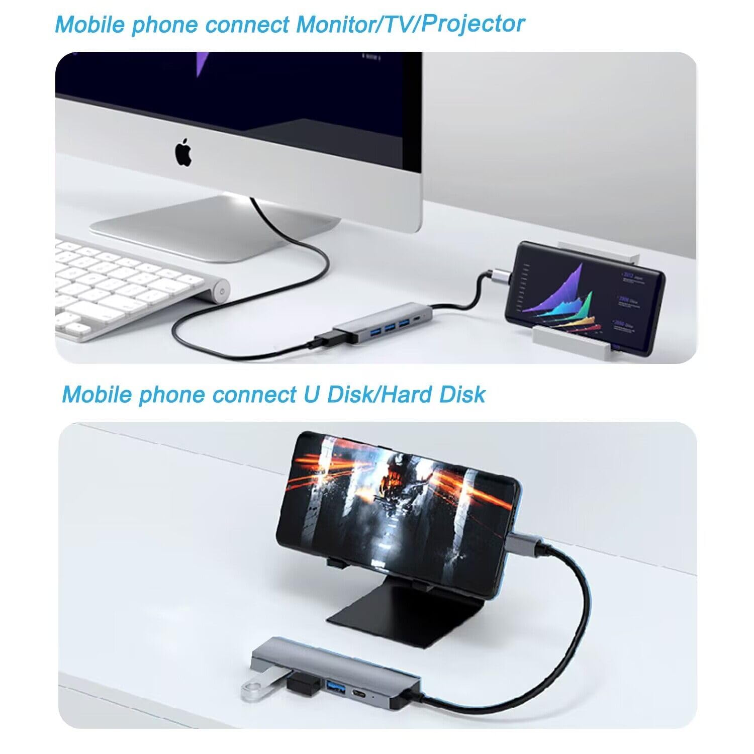USB Hub 3.0 with 4 Ports, AKWOR Aluminium USB 3.0 Hub for Laptop Car pc