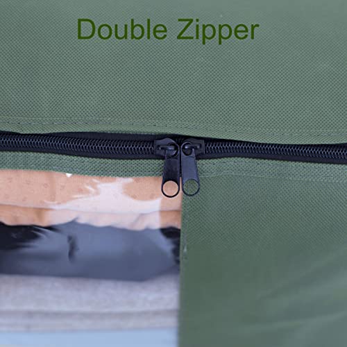 Wismart Large Capacity Zippered Clothes Storage Bags with Plastic Clear Window and Durable Handles Great for seasonal storage, Bedding, Blankets ,Foldable with Sturdy Zipper, 2 Pack, Green (Large, Green-2Pack)