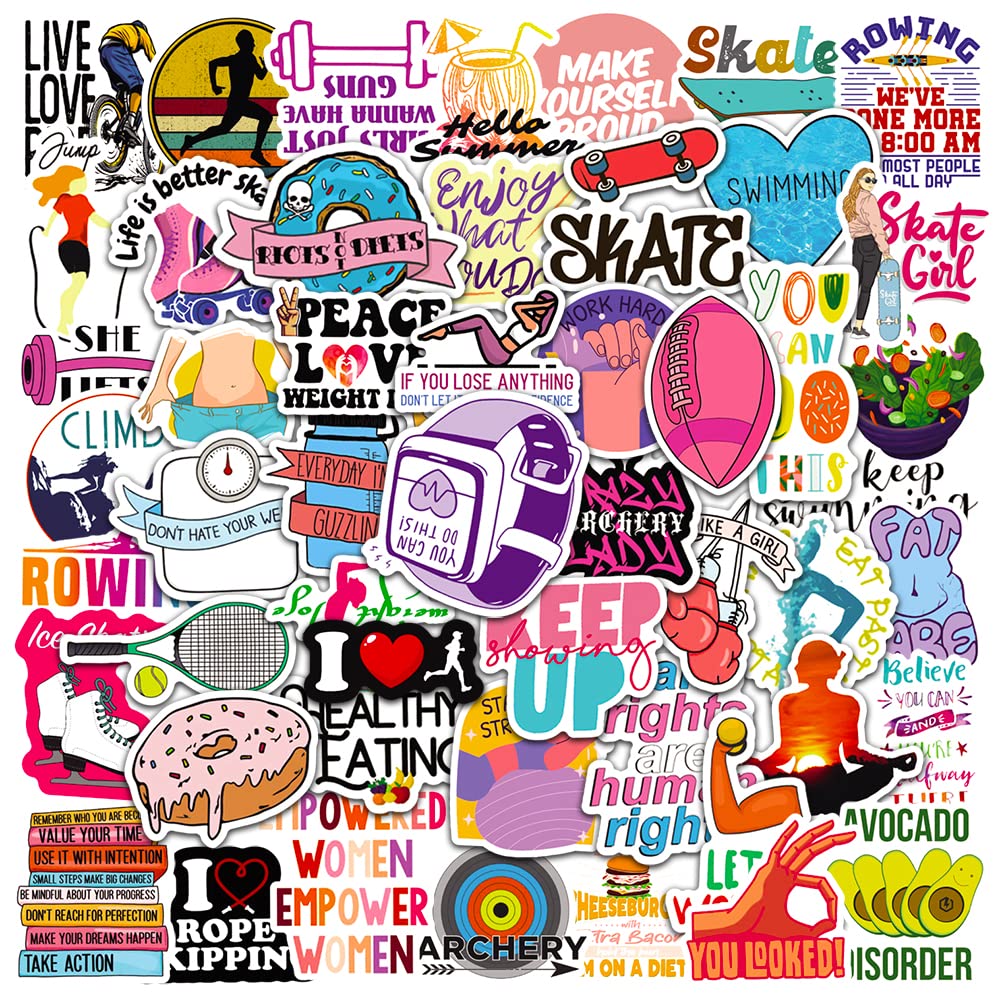 TUNGFU Weight Loss Stickers, Gym Stickers,Running Stickers for Water Bottles,Laptop, Notebook, Suitcase, Skateboard, Guitar