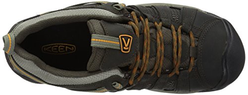 KEEN Men's Voyageur Low Height Breathable Hiking Shoes, Black Olive/Inca Gold, 7