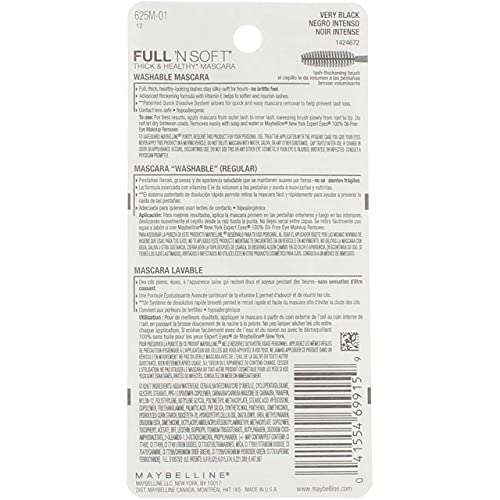 Maybelline Full 'N Soft Washable Mascara, Very Black, 0.28 fl. oz. (Pack of 3)