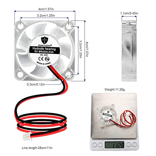 MakerHawk 40 40 10 Fan 24V Hydraulic Bearing Brushless Cooling Fan RGB LED DC 4010 40x40x10mm 0.05A for 3D Printer, PC, Case, CPU