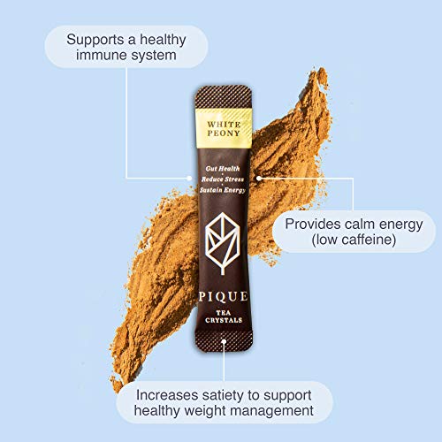 Pique Organic White Peony Tea Crystals - Antioxidants for Radiant Skin, Immune Support, Fujian Chinese Caffeinated Tea - 14 Single Serve Sticks (Pack of 1)