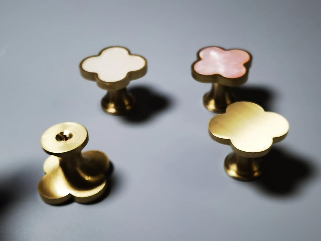 Solid Brass Decorative Wall Hooks, Coat Backpack Purse Screw-in Wall Hangers, Wall Mounted Fancy Hooks (Blossom Pink 4 Pack)