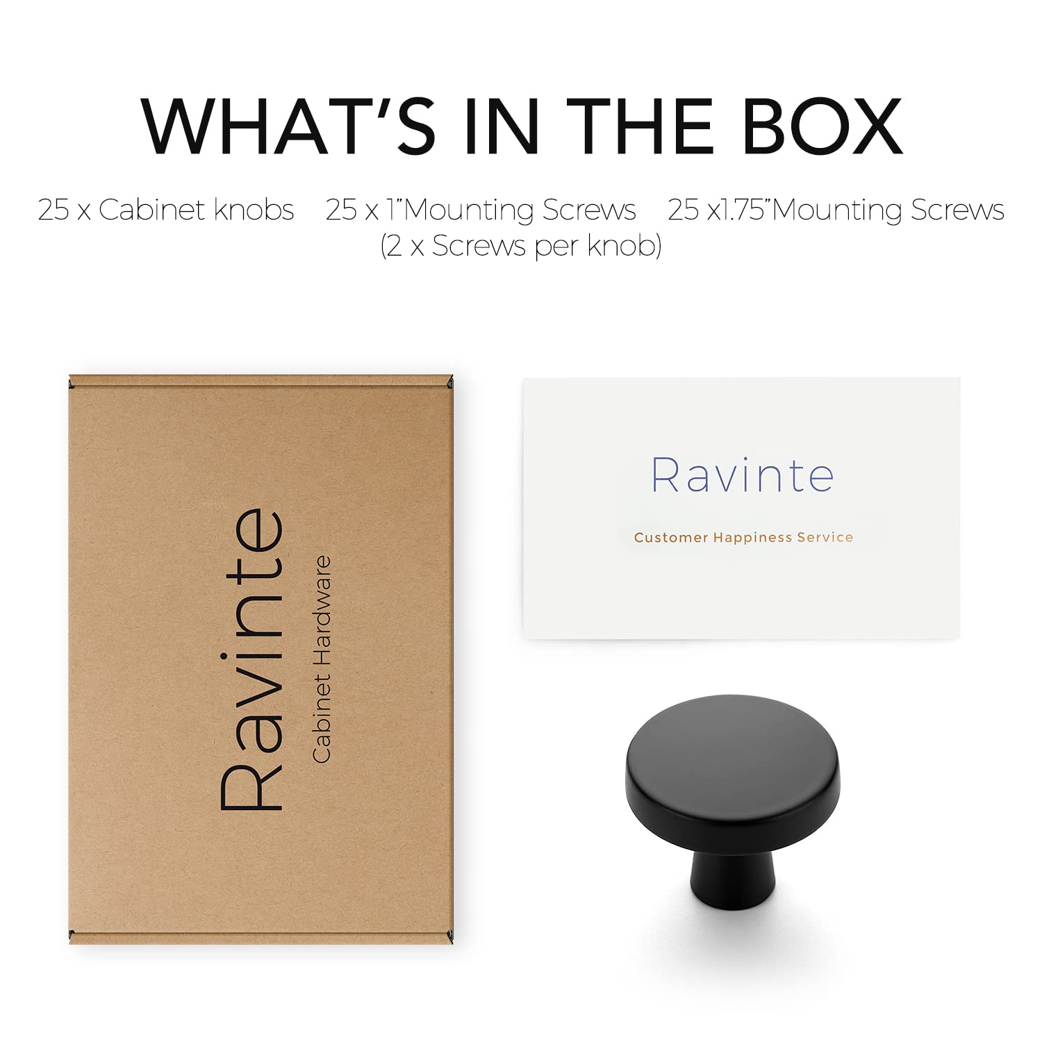 Ravinte 25 Pack Drawer Pulls 1-1/4 Inch Kitchen Cabinet Knobs Solid Round Dresser Drawer Knobs Matte Black Dresser Knobs Drawer Knobs Simple Cabinet Hardware for Cupboard Drawer Pulls