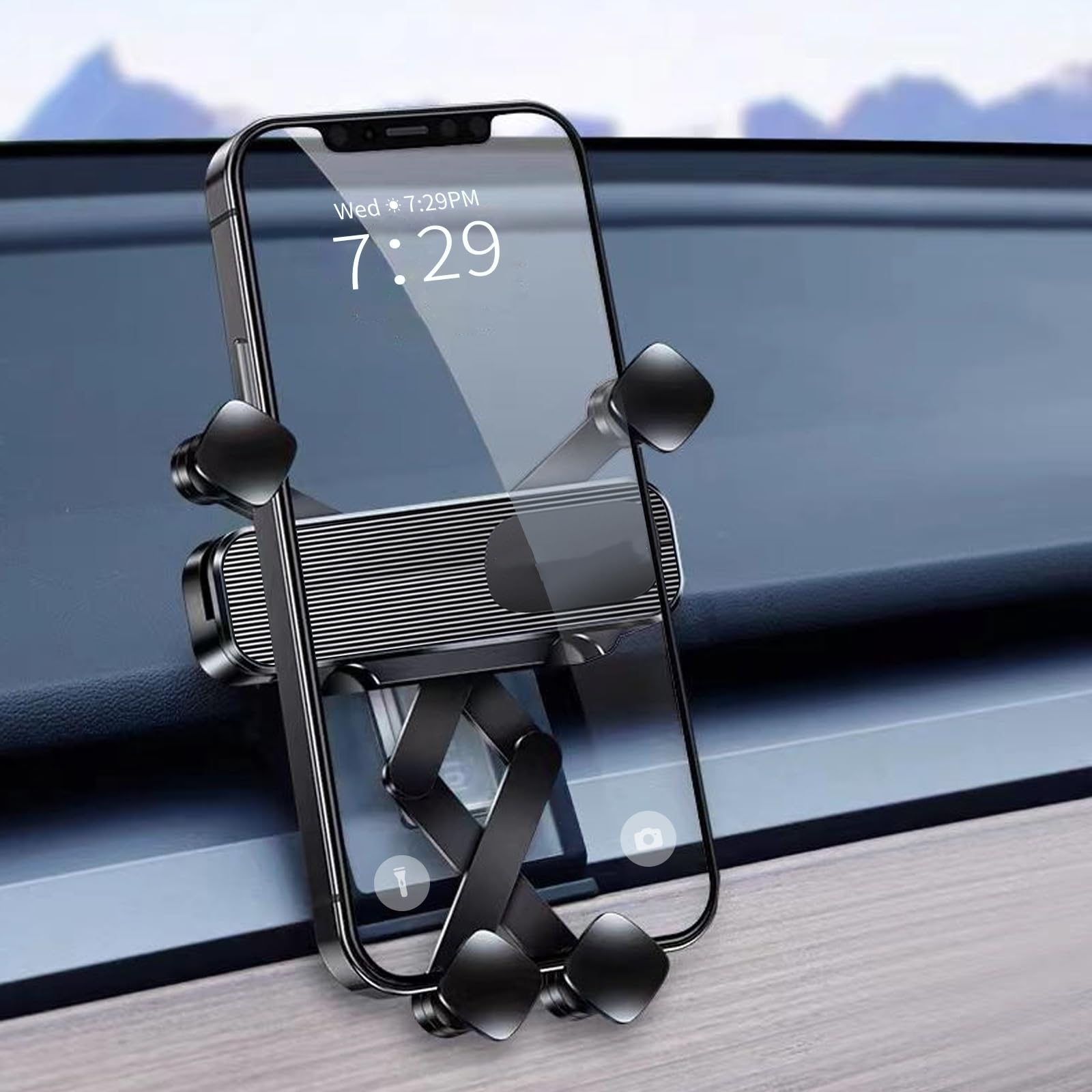 KIKIMO for Tesla Phone Mount, for Tesla Model 3/Y Accessories 2016-2023, Gravity Car Phone Holder Compatible with All 4-7 Inch Phones and All Car
