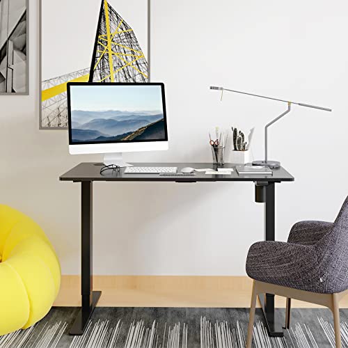 SANODESK Electric Standing Desk Adjustable Height Desk 48 x 24 Inches Sit Stand Up Desk with Splice Board for Home Office Computer Table (Black Frame + 48" Black Top)