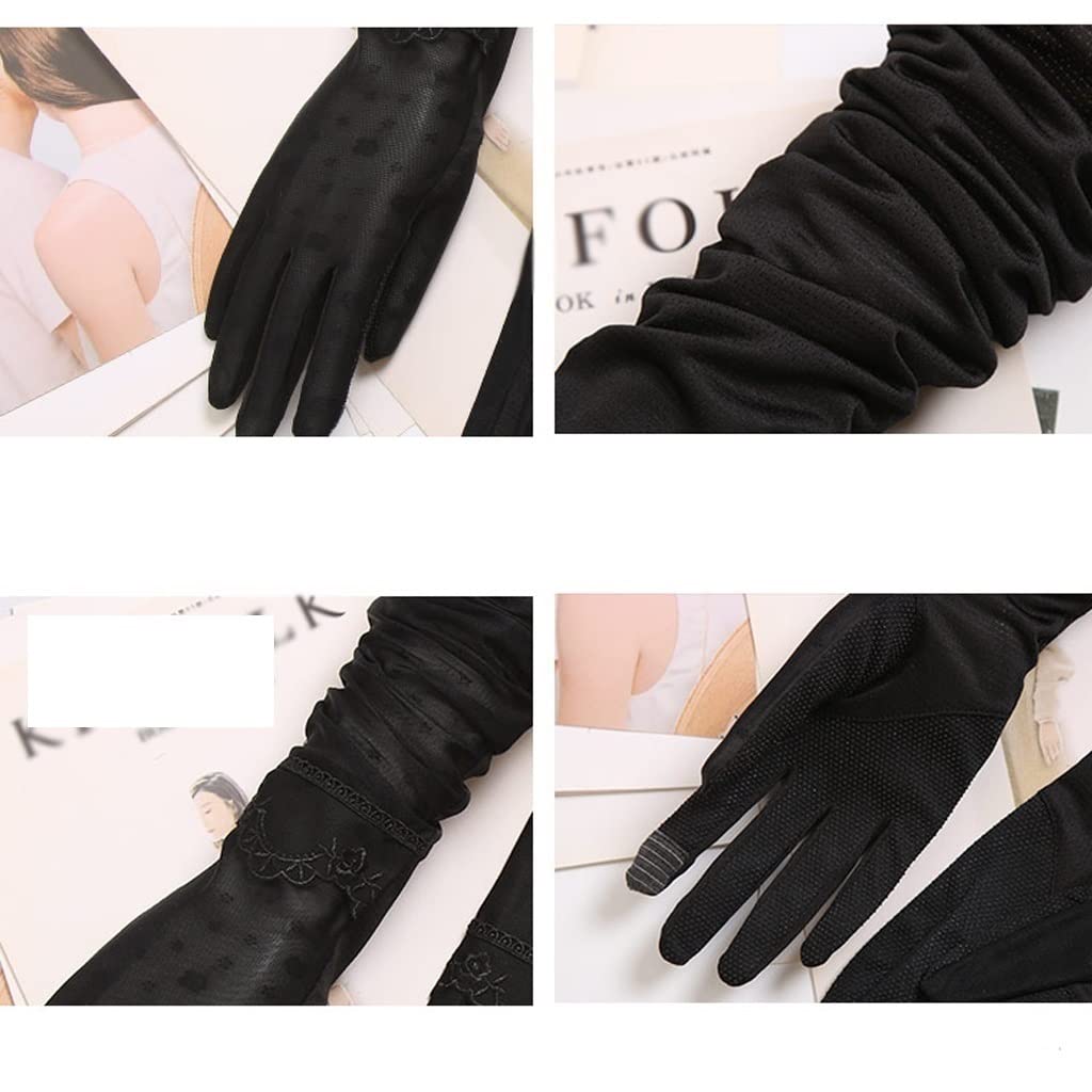 N/A Summer Ladies Lace Ice Silk Gloves Thin Cycling Driving Arm Guards Long Ice Silk Sleeves (Color : C, Size : 55 * 17 * 25cm)