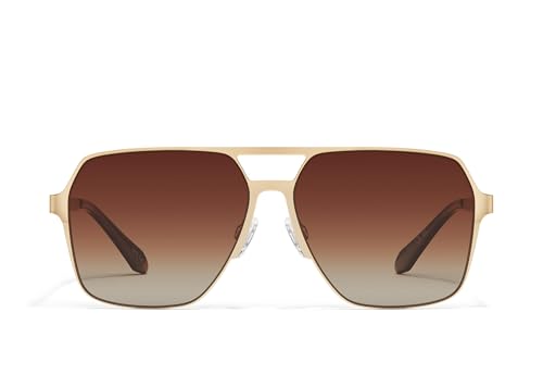 Quay - Mens Sunglasses, Polarized Aviator Lenses with UV Protection (Backstage Pass, Gold)