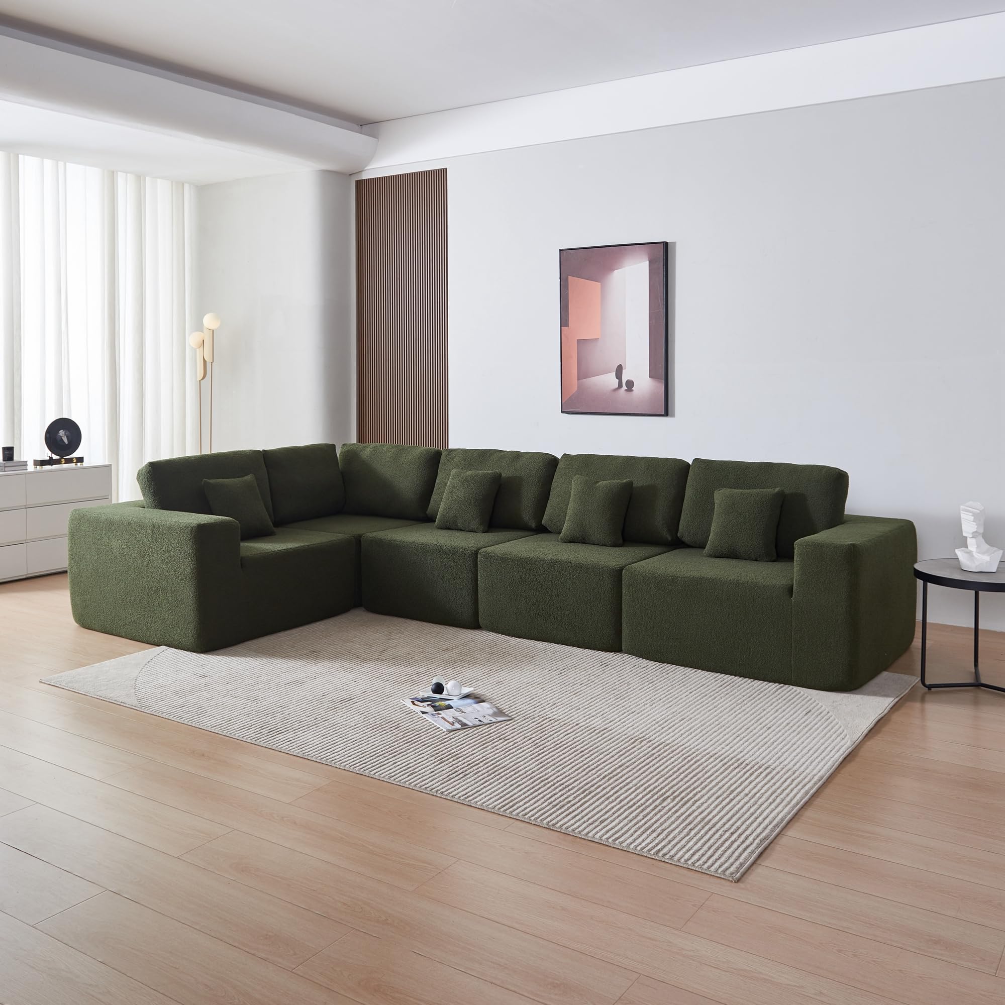 VASOENY 108.3 X 108.3'' Modular L Shaped Sectional Sofa, Oversized L Shaped Couch, Upholstered Foam-Filled Modern 5 Seat Corner Sofa with 4 Pillow for Living Room, Office, Apartment