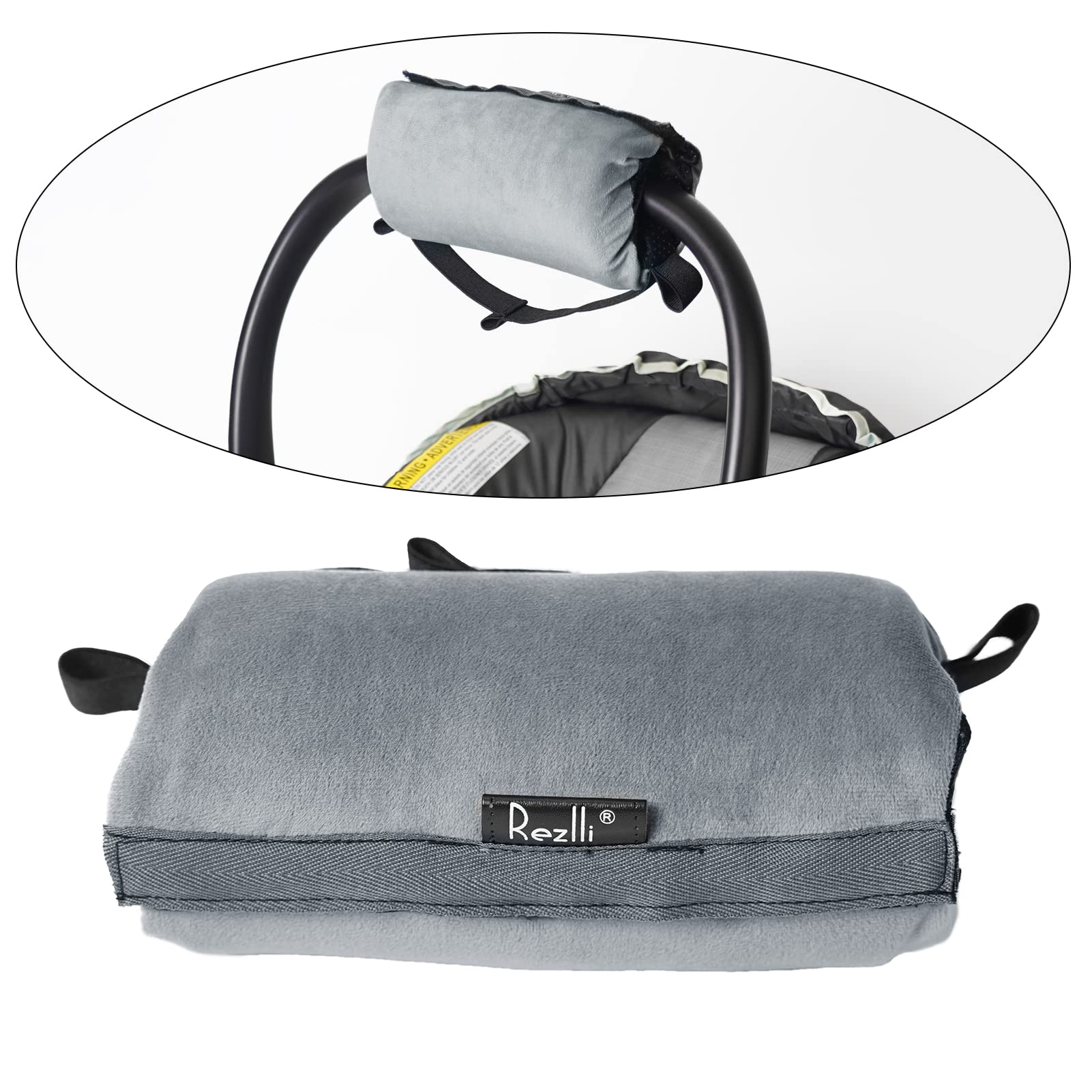 Rezlli Handle Cushion Compatible with Baby Car Seat; Arm Cushion for Infant Carrier; Universal Large Size Fits All Infant Car Seats (8 * 11β) (Grey)