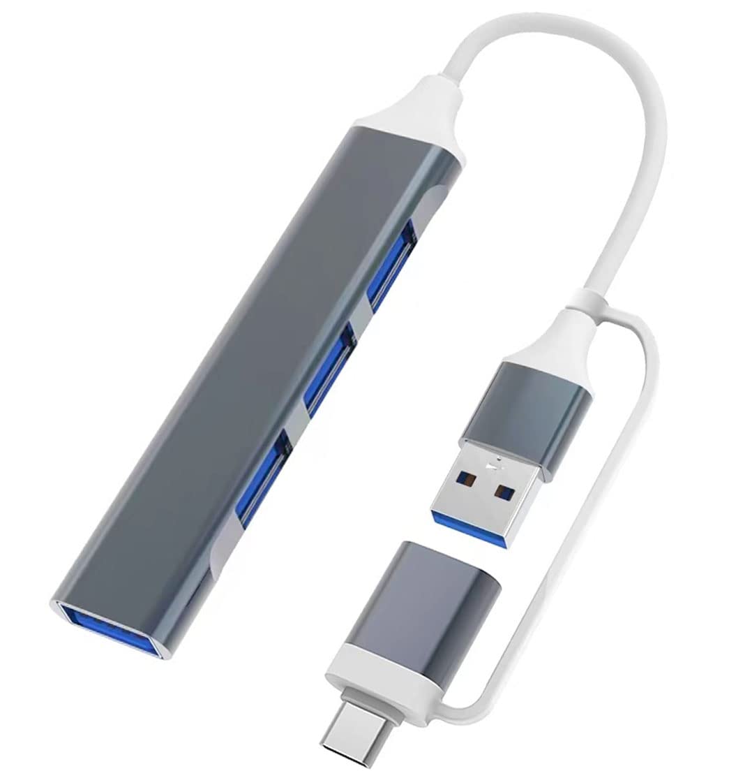 USB C to USB Hub 4 Ports, Siawclub USB 3.0 Hub with a Type C to USB Adapter, Thunderbolt 3 to USB Hub Compatible with Thunderbolt 4 MacBook Pro, Pad Pro, Mac, Surface, Grey