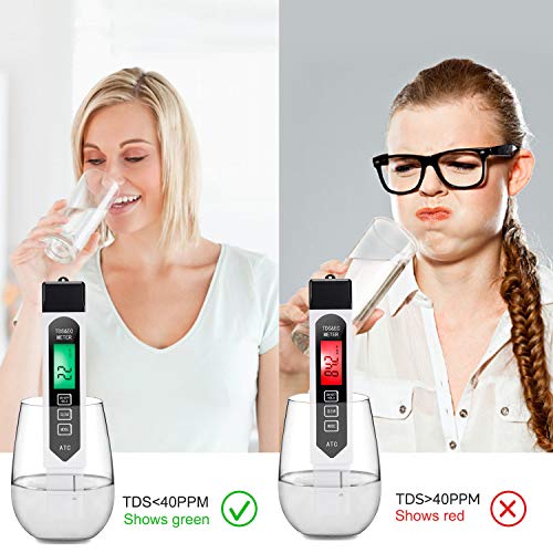 Professional Water Quality Tester,EC TDS meter, 4 in 1 Portable High Precision Digital TDS PPM Meter, Ideal ppm Meter for Drinking Water, Hydroponics and Water purifier