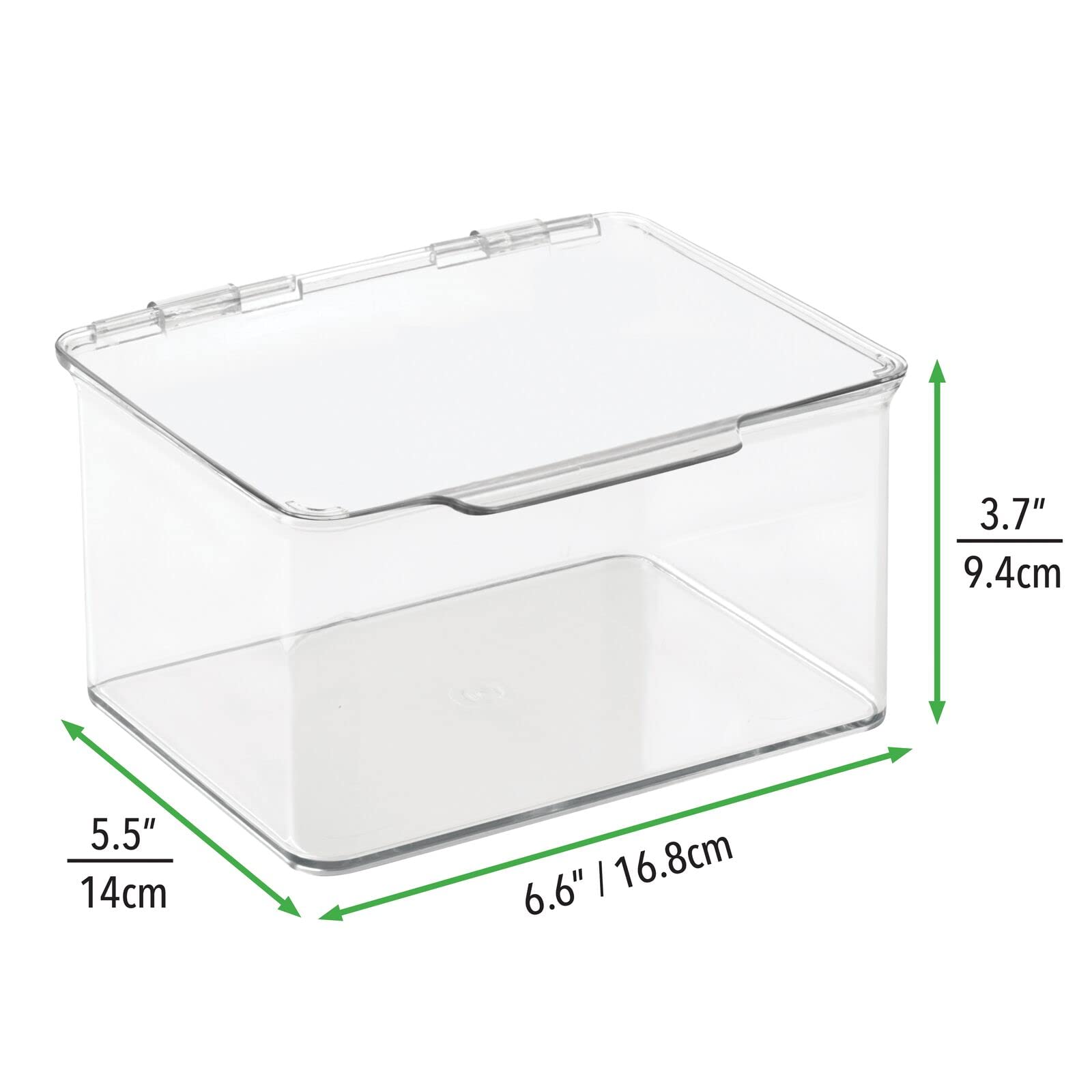 mDesign Plastic Stackable Storage Organizer Toy Box with Hinged Lid for Action Figures, Crayons, Markers, Building Blocks, Puzzles, Craft or School Supplies - Includes 32 Labels - Clear