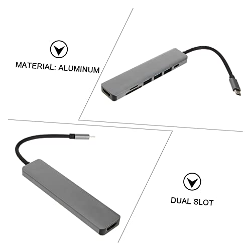 SOLUSTRE 2pcs 7 Reader Laptop USB Aluminum with Type Transfer Type-c Video to Mm Converter Accessories Holder Dock Compatible Computer More Devices Pro USB-c Card in- Adapter Type-