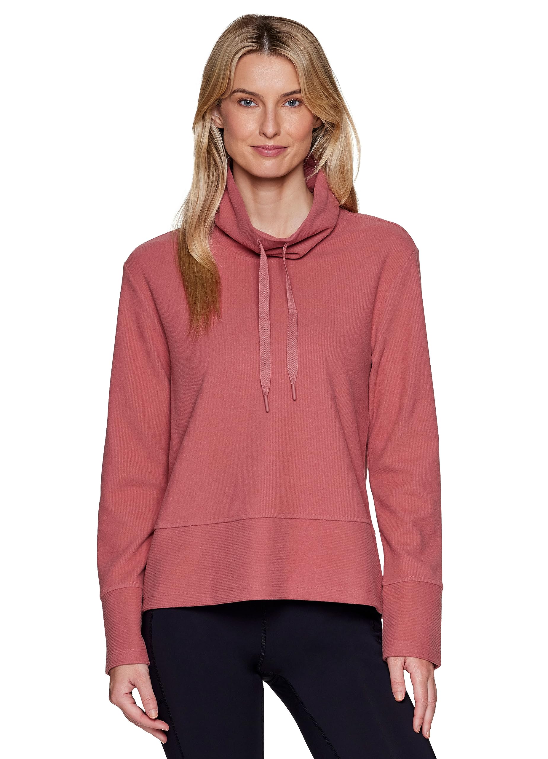 RBX Women's Lightweight Soft Cowl Neck Tunic Pullover Sweater Plush Sand S