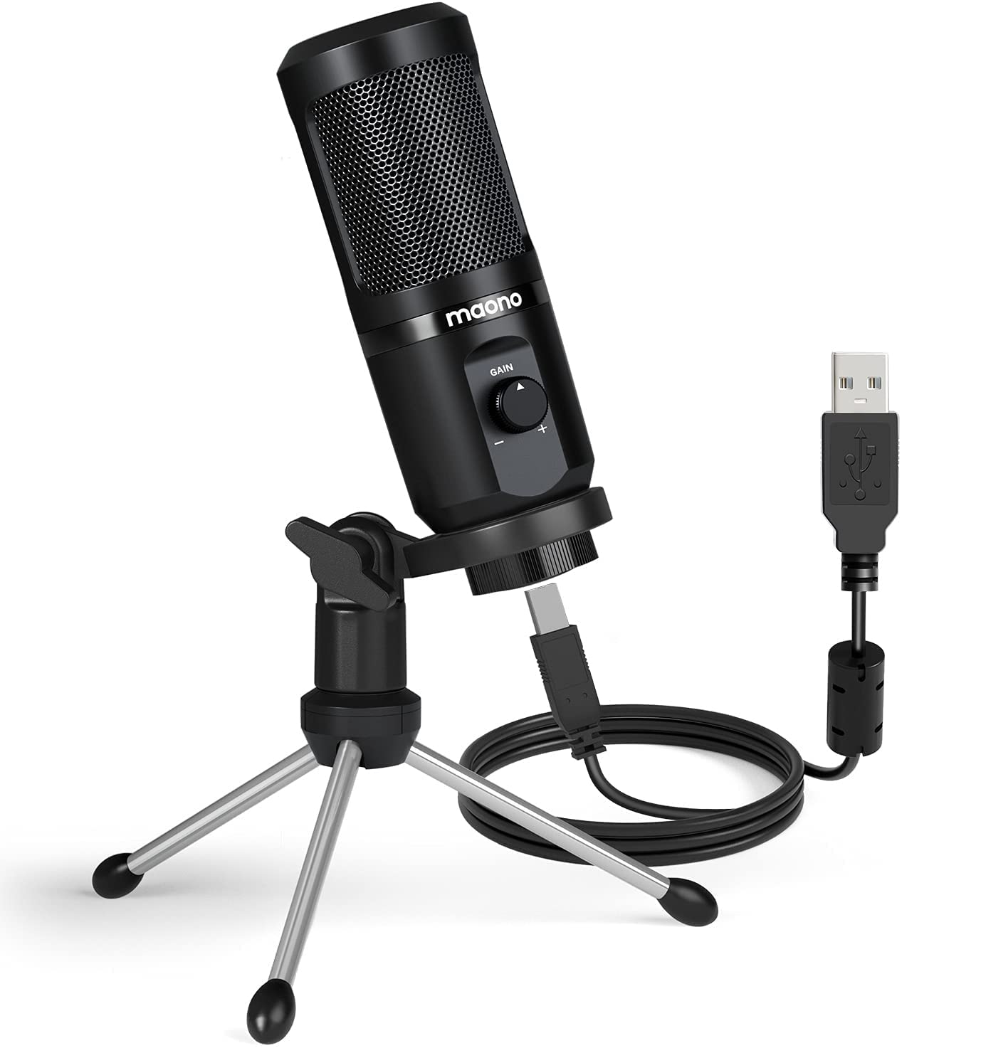 MAONO USB Gaming Microphone, PC Computer Condenser Mic with Gain for Recording, Podcasting, Streaming, YouTube, Twitch, Skype, Compatible with PS5 PS4 Mac Laptop Desktop (PM461TR)