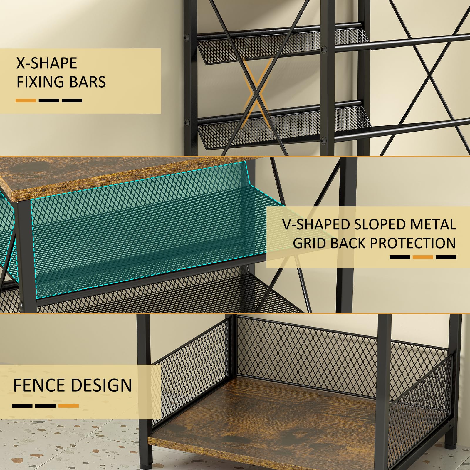ThreeHio 5 Tier Bathroom Storage Shelf, Bathroom Standing Shelf with fences, Freestanding Shelving Units and Storage Hair Tool Organizer Stand Table Floor Open Shelf for Living Room, Bedroom, Bathroom