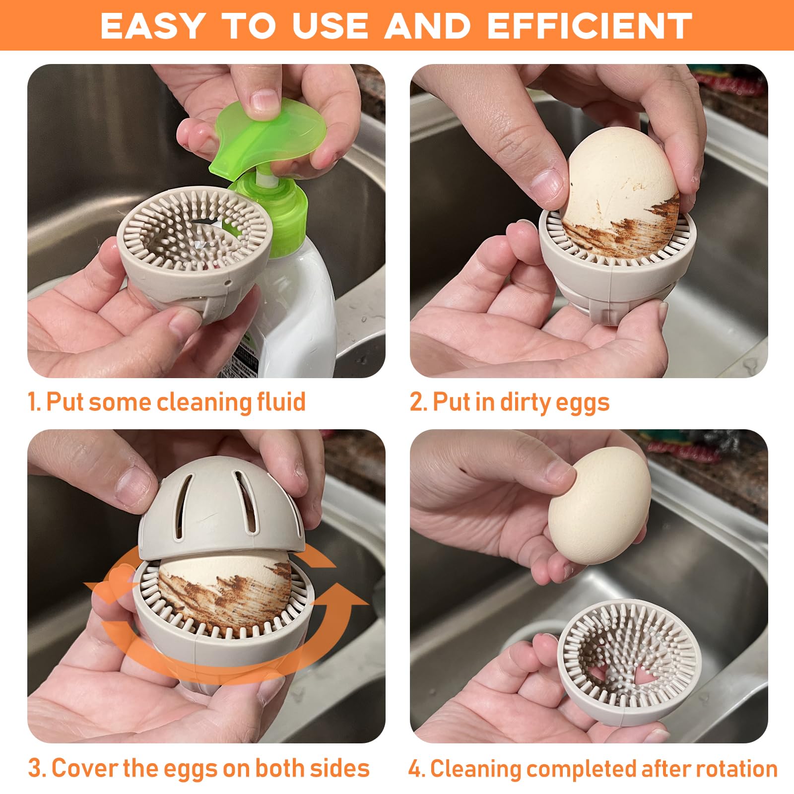Silicone Egg Brush Cleaner, Multipurpose Vegetable and Fruit Scrubber Tool for Fresh Eggs, Egg Washer Cleaning Brush, Egg Cleaner for Fresh Eggs