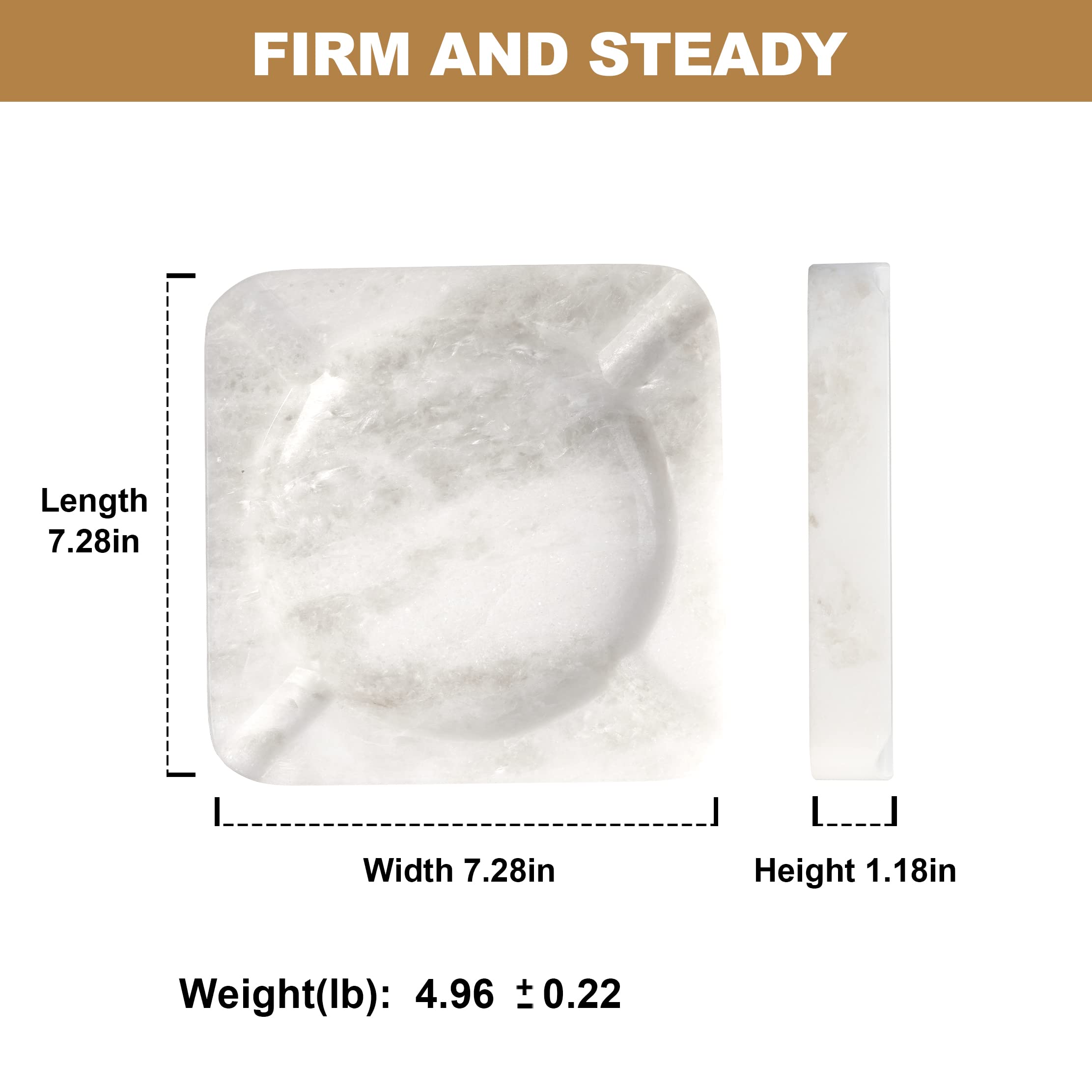 Koville African Natural Marble Cigar Ashtray, 7.28" Large Square Cigarettes Ash Tray, Cool Ashtrays for Patio, Indoor, Smoking Accessory for Home Office Hotel Decor(Namib Fantasy)