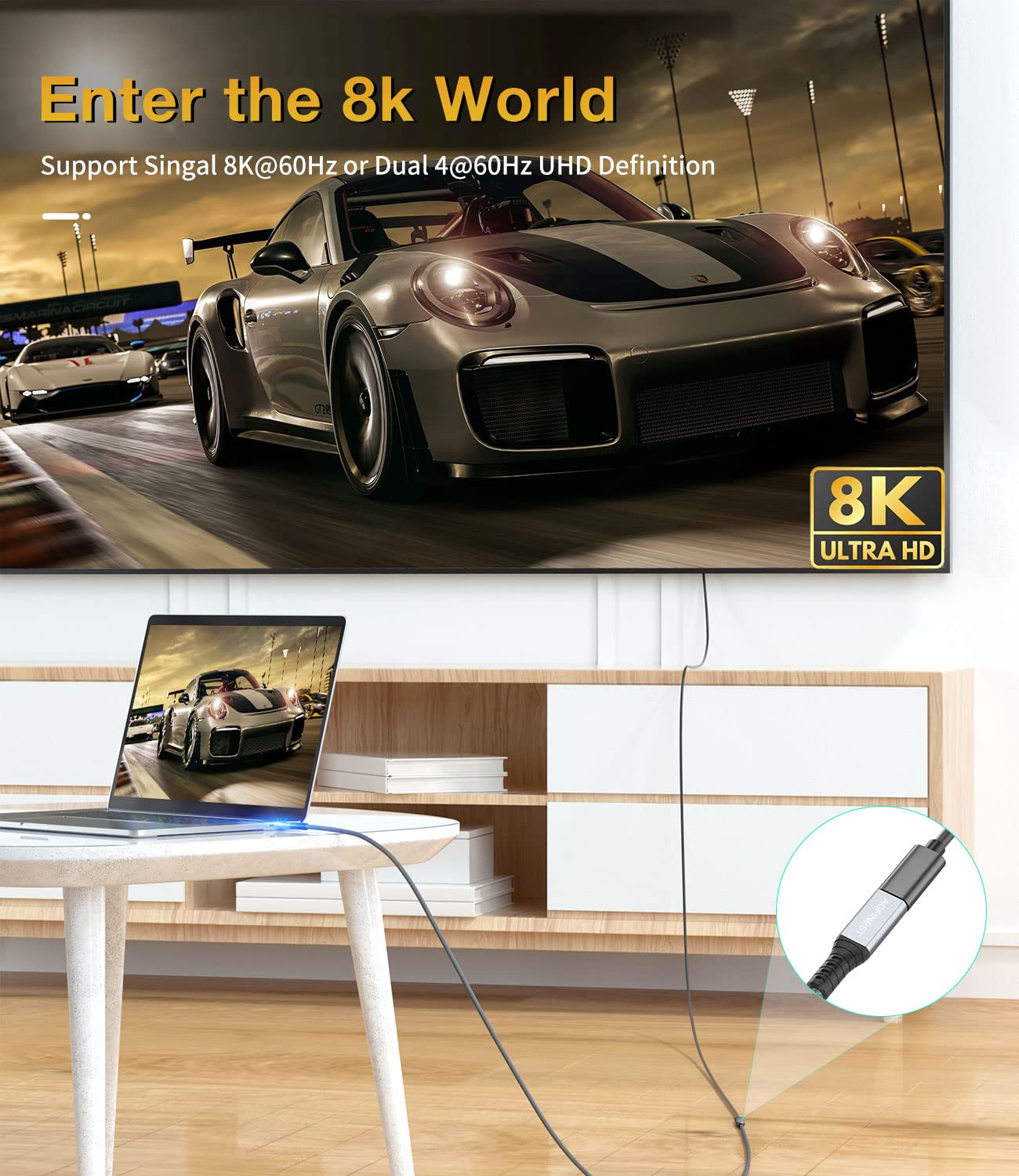 USB4 Extension Cable , Thunderbolt 4 Extension Cable Supports 40Gbps Data Transfer / 100W Fast Charging / 8K@60Hz or Dual 4K Video, Compatible with All USB C Devices,Docks,eGpu (Straight, 1.64FT)