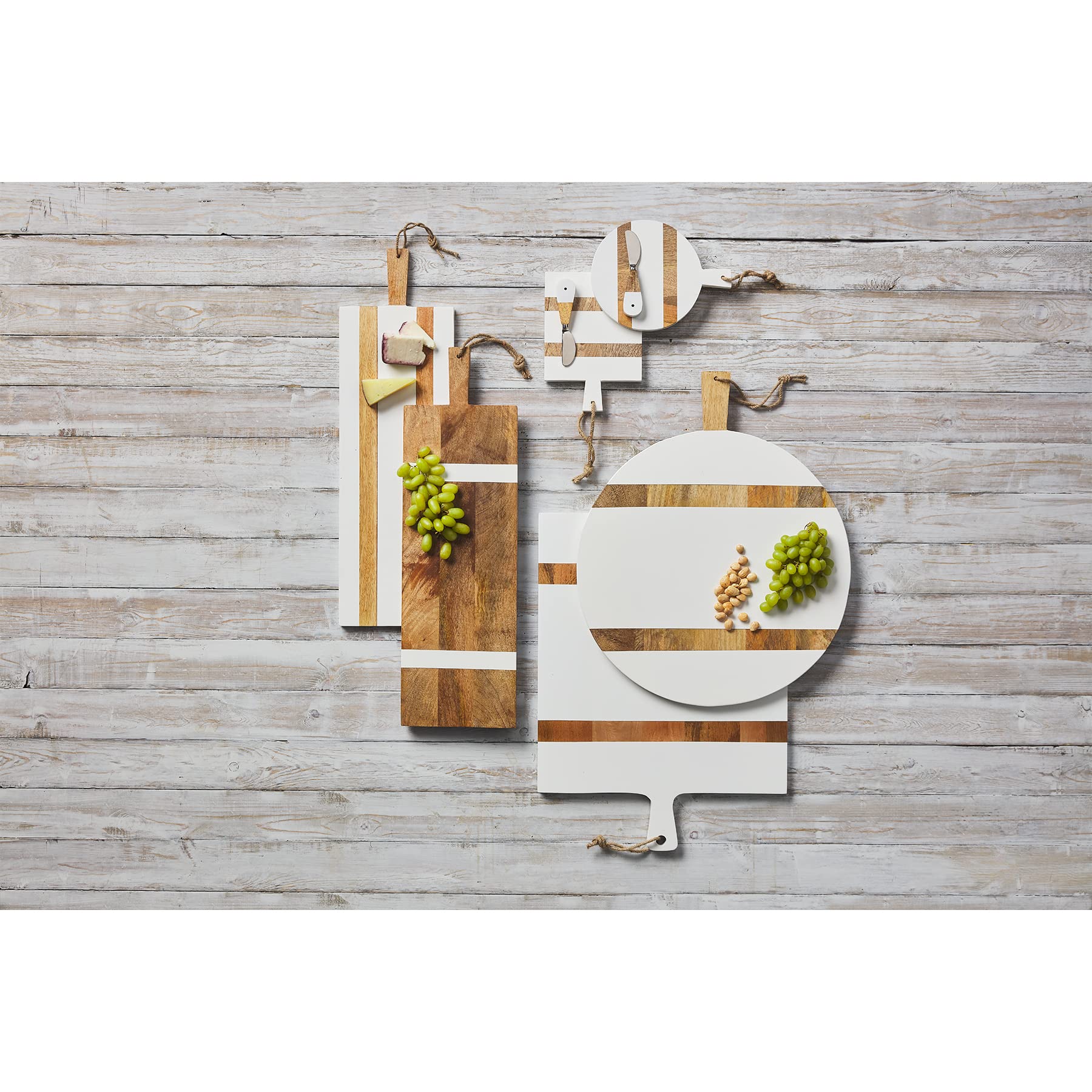 Mud Pie Wooded Square Board,White, 23 1/4" x 16 3/4"
