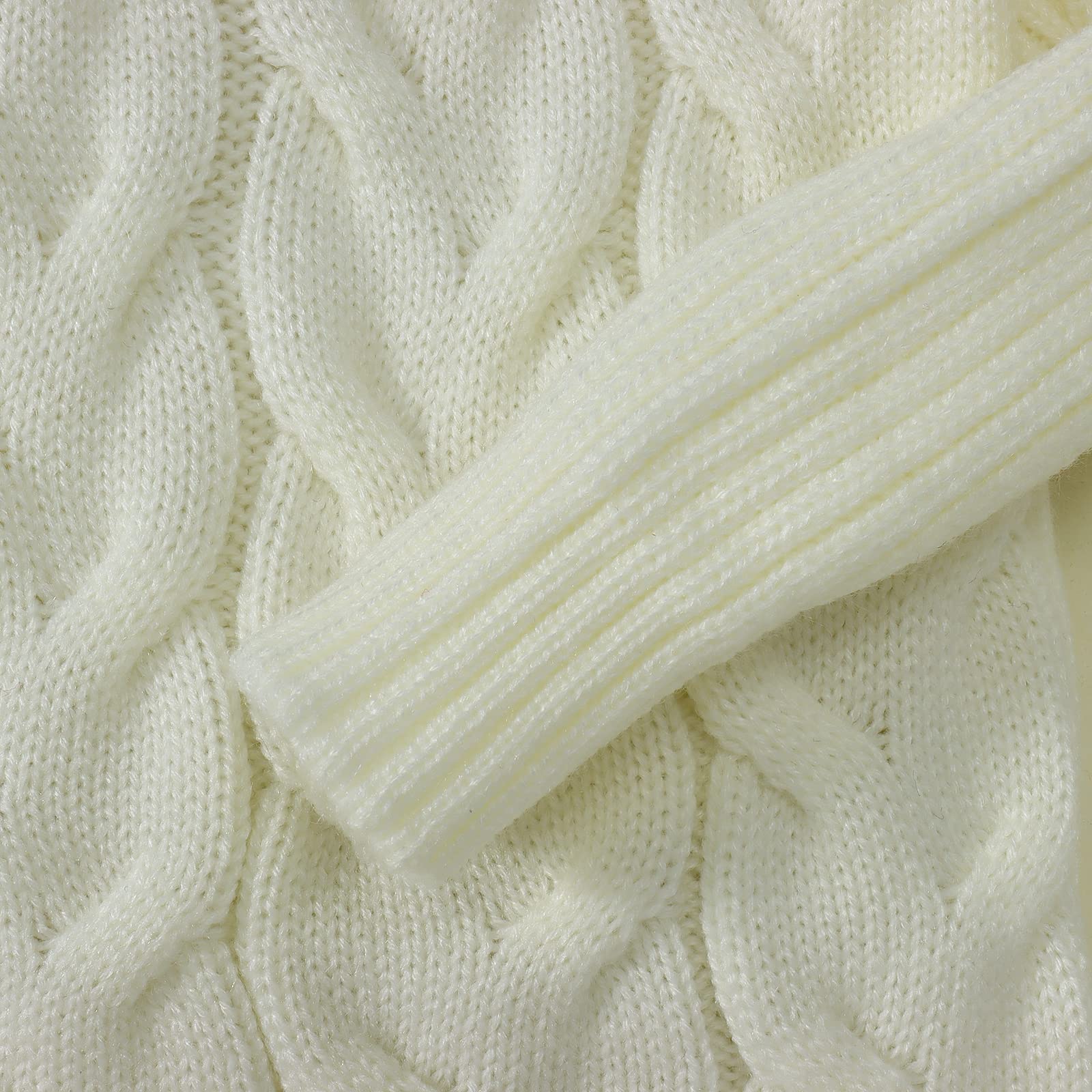 Ritatte Toddler Baby Girls Boys Sweaters Turtleneck Cable Knit Long Sleeve Warm Pullover Sweater Fall Winter Top Clothes (14, White)