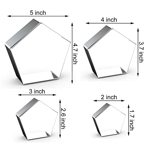 Pentagon Cookie Cutter Set Large - 5 Inch, 4 Inch, 3 Inch, 2 Inch - Geometric Cookie Cutters Shapes Molds - Stainless Steel
